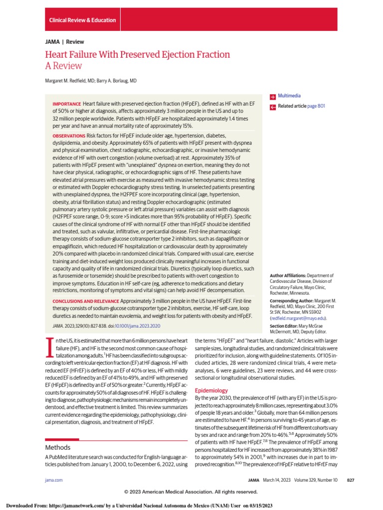 Heart Failure With Preserved Ejection Fraction - JAMA (2023) | PDF | Heart Failure | Heart