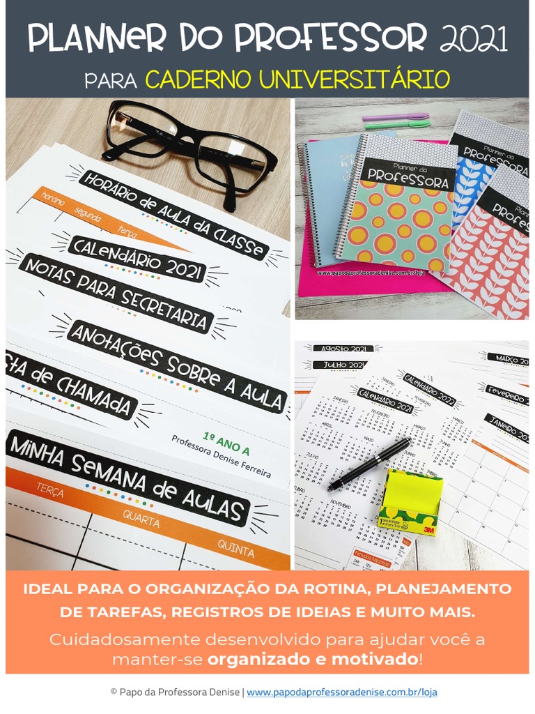 Planner de Professor 2021 PPD Miolo CADERNO | PDF | Encadernação