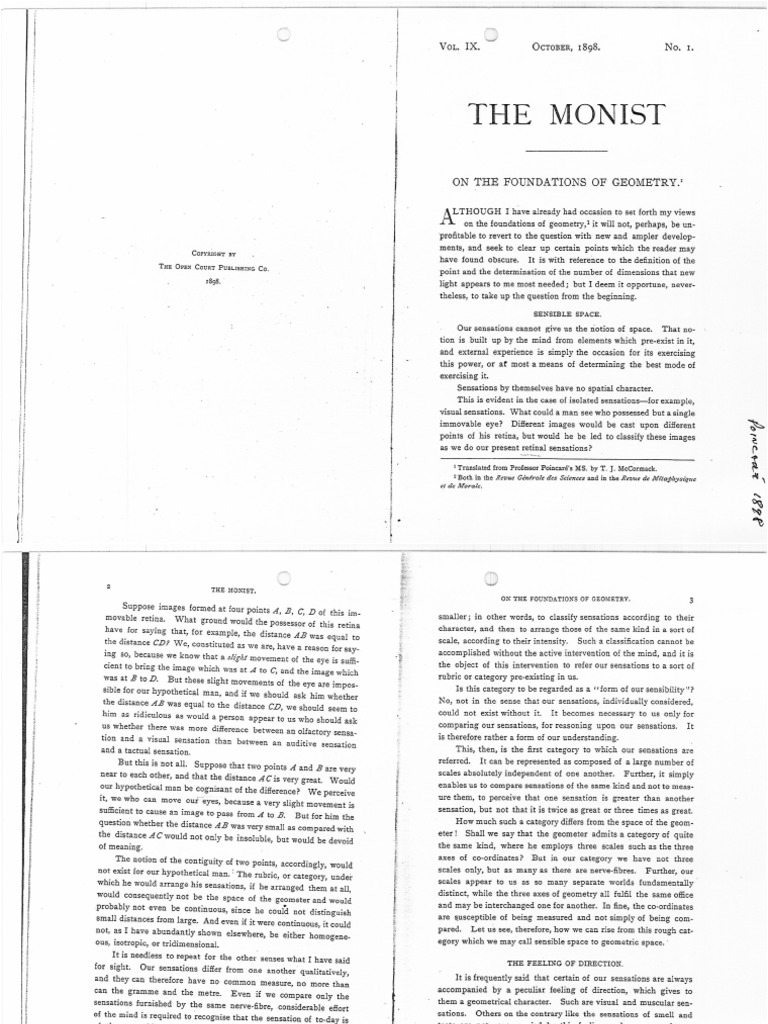 On The Foundations of Geometry | PDF