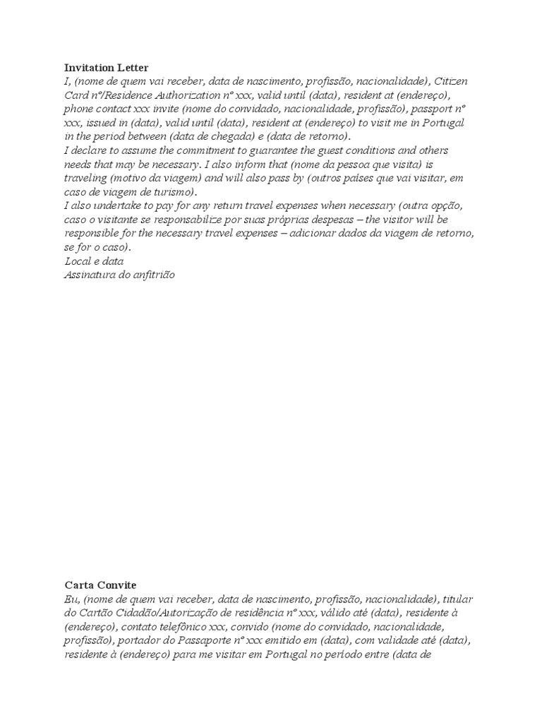 Invitation Letter - CARTA DE CONVITE FRANCIA | PDF