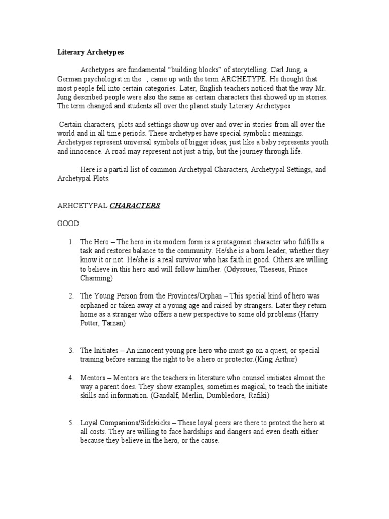 Literary Archetypes | PDF | Hero | Archetype