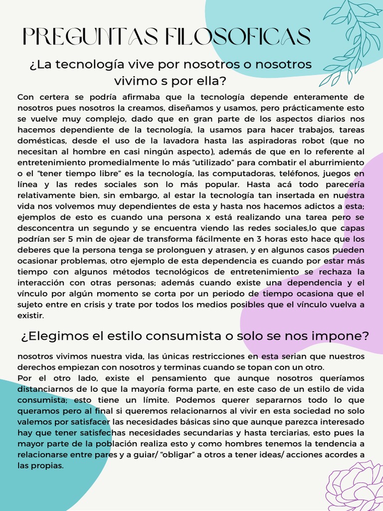 Preguntas Filosóficas de La Sociedad Actual | PDF | Red social