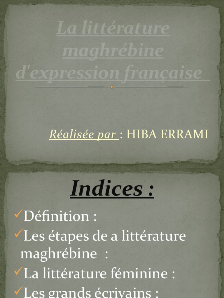 La Littérature Maghrébine D'expression Française | PDF | le Maghreb ...