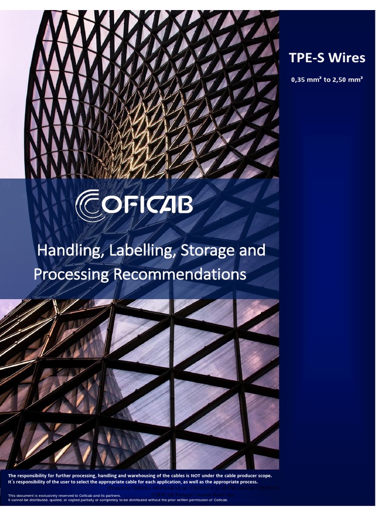10.42.01.01-12 - Handling Labelling Storage and Processing Recommendations - TPE-S Wires 0.35mm ...