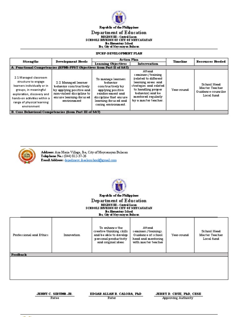 Siruma Ipcrf Development Plan 2022 2023 | PDF | Mentorship | Learning