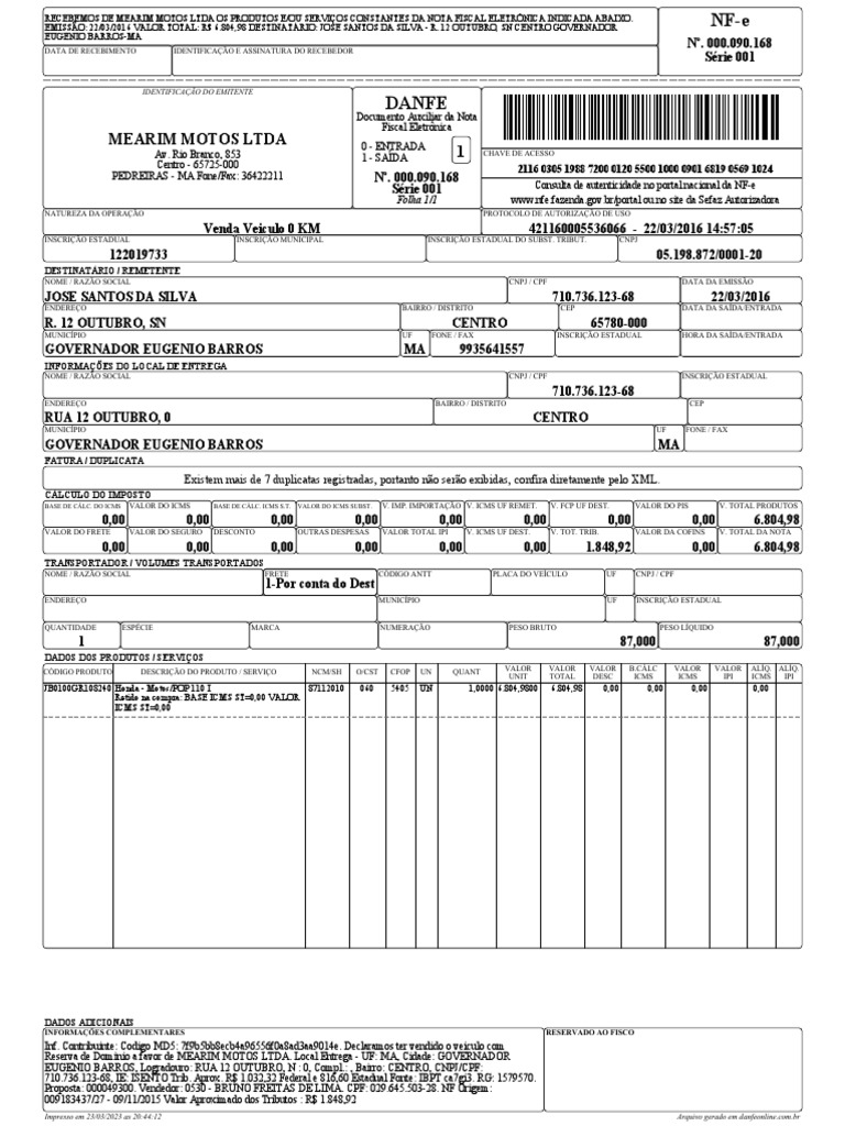 PDF Moto | PDF | Recibo | Indústrias de serviços