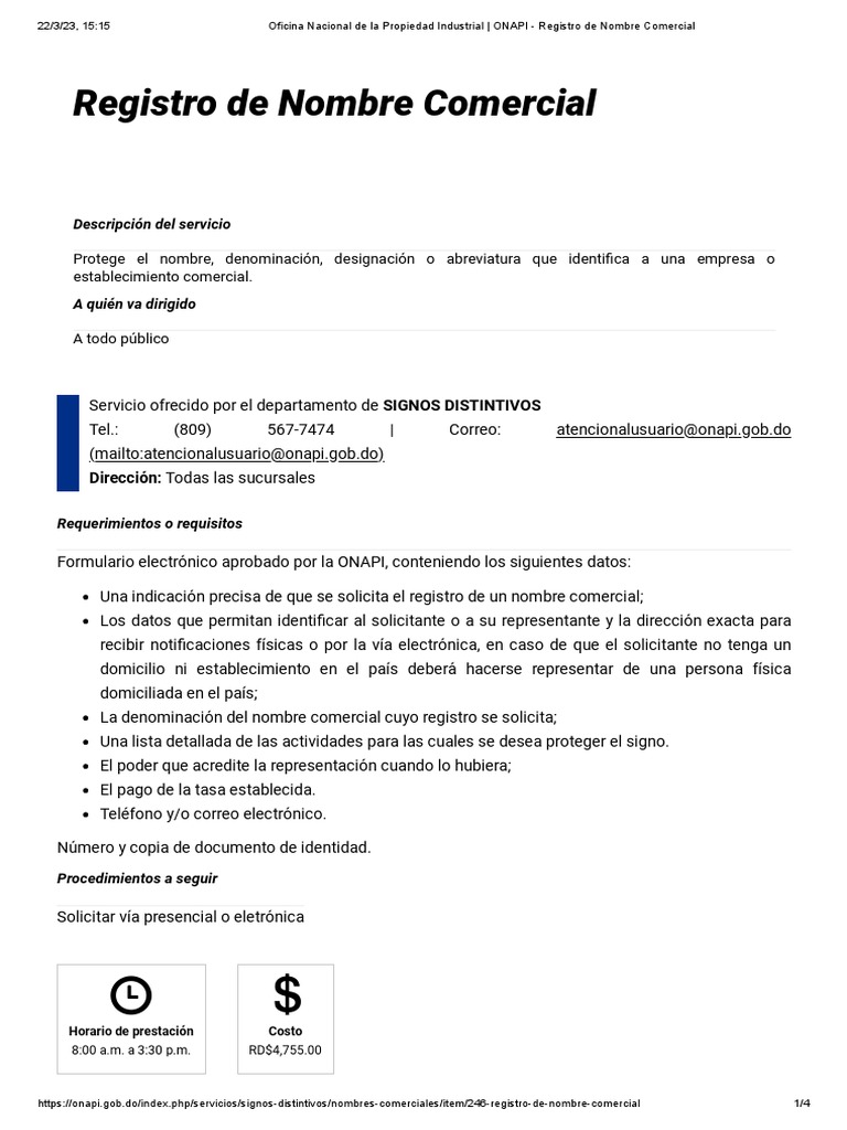 Oficina Nacional de La Propiedad Industrial - ONAPI - Registro de ...