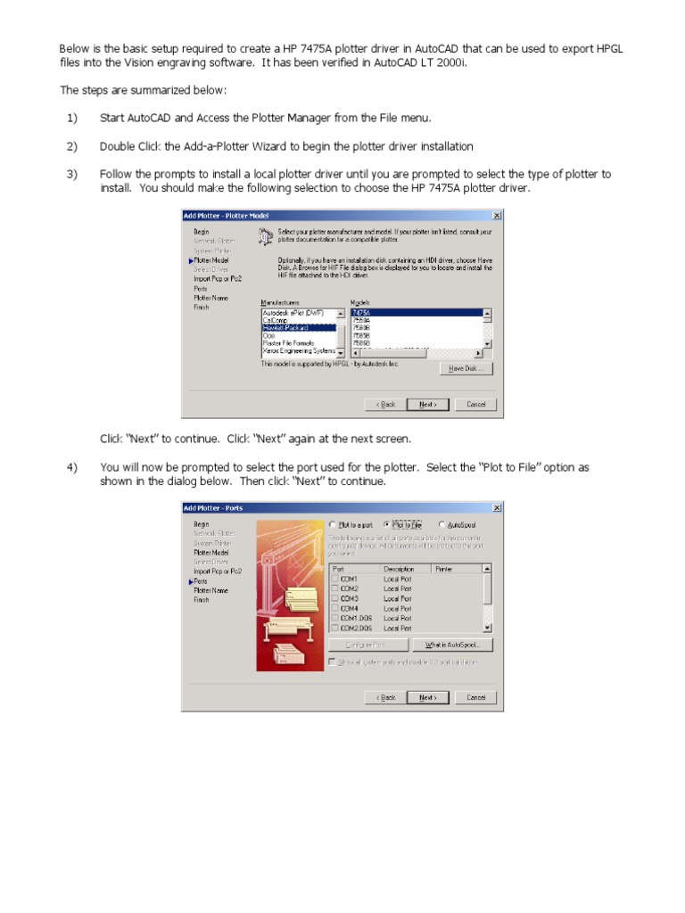 AutoCAD HP 7475A Plotter Setup Guide | PDF | Games & Activities | Computers