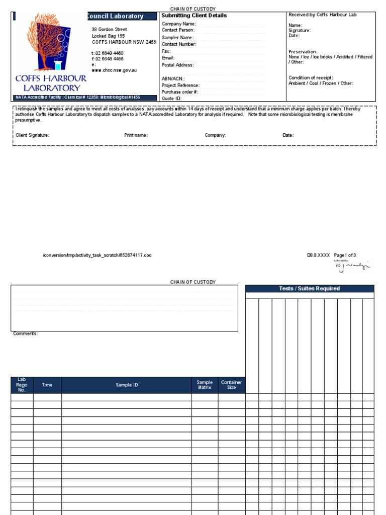 Chain of Custody Word CHL v1 | PDF