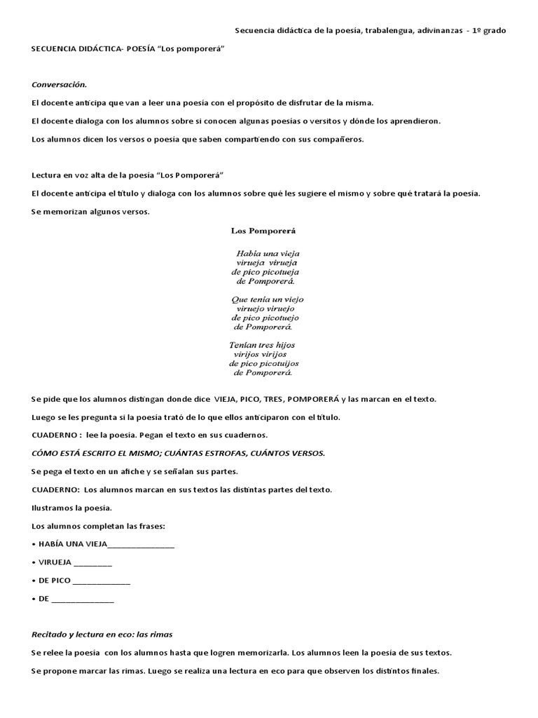 Secuencia Didáctica de La Poesía | PDF