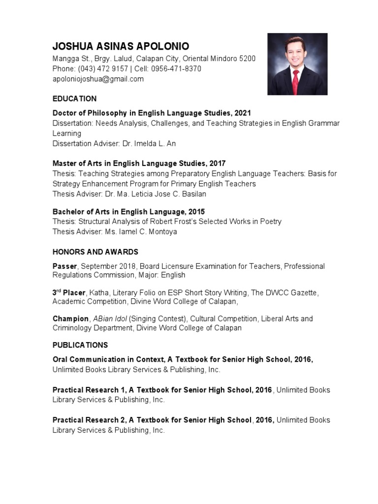 Curriculum Vitae | PDF | Thesis | Communication