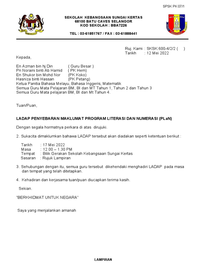 NOTIS PANGGILAN LADAP PLaN 2022 | PDF