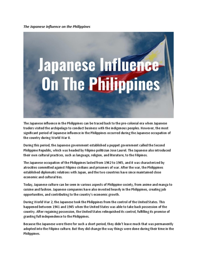 The Japanese Influence On The Philippines | PDF | Philippines | Japan