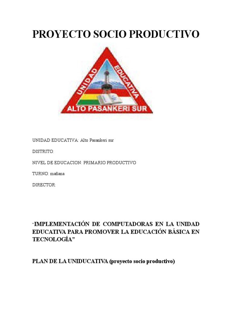 Proyecto Socio Productivo | PDF | Ciencias sociales