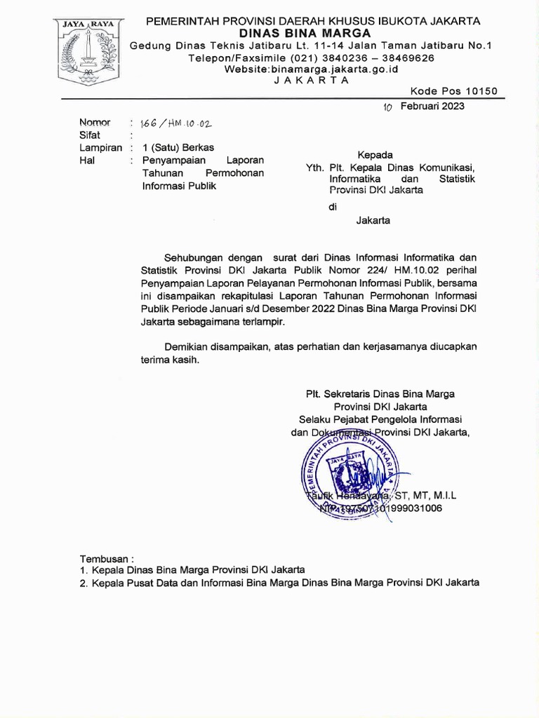 Penyampaian Laporan Tahunan Permohonan Informasi Publik TTD PPID | PDF