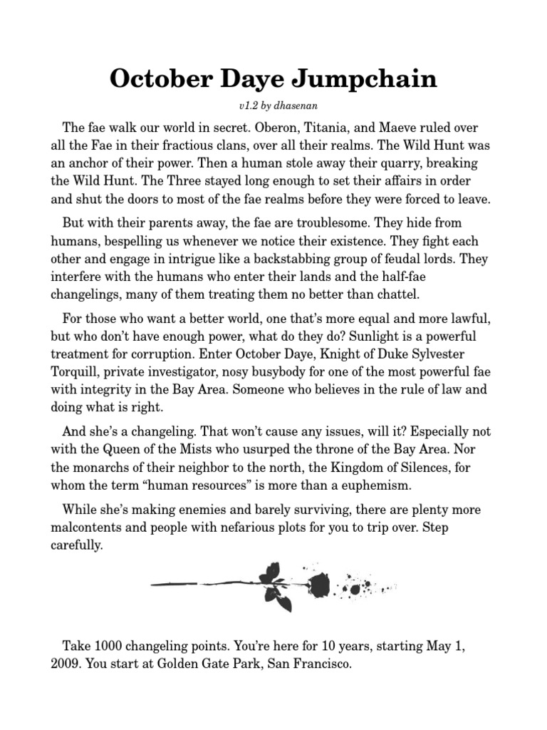 October Daye JumpChain 1.2 | PDF | Fairies