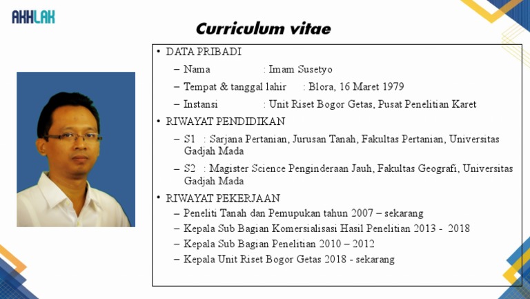 CV Pembicara Imam Susetyo Puslit Karet 2023 | PDF