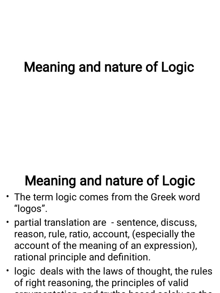 Meaning And Scope Of Logic PDF Argument Logic