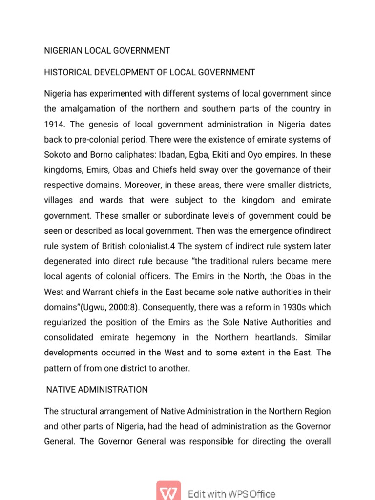 Nigerian Local Government History Definition Theory Functions | PDF | Nigeria | Democracy