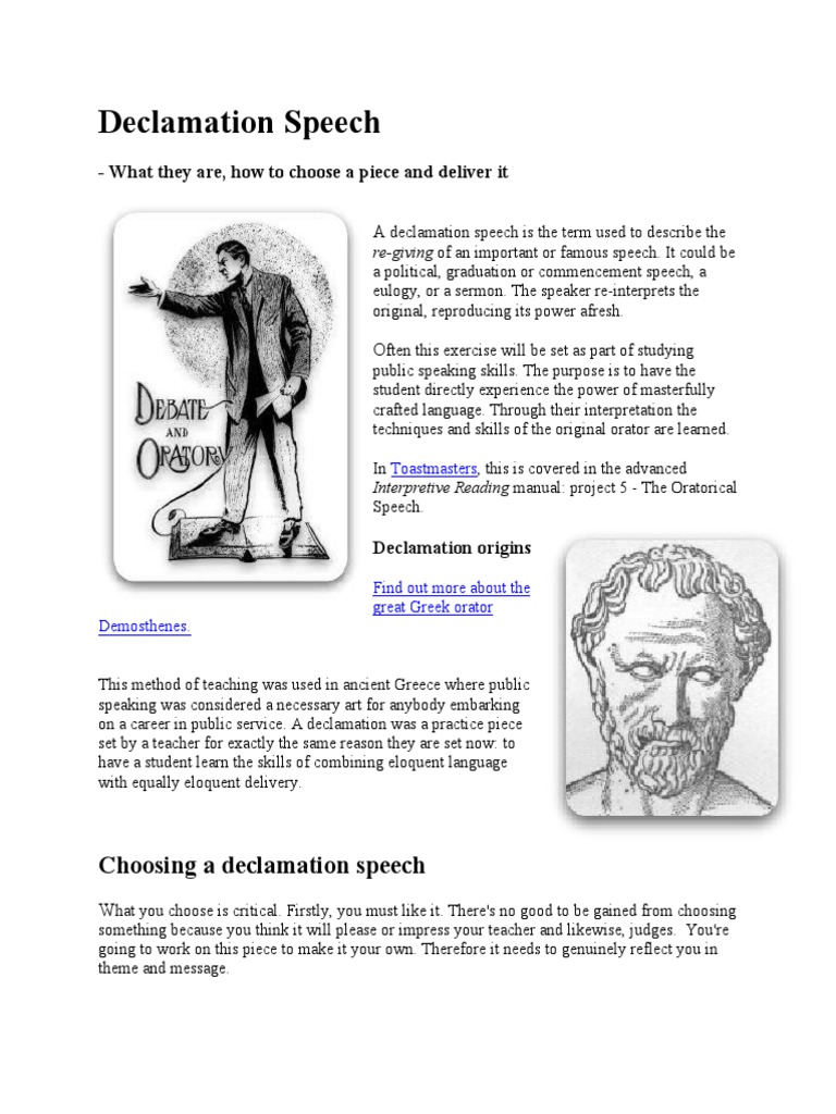 Declamation Speech PDF | PDF | Public Speaking | Human Communication