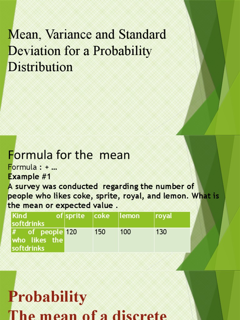 Probability Stat And Prob Pptx Mean Variance And Standard Deviation