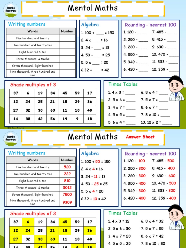 Grade 4 Mental Maths Worksheet 4 PDF | PDF | Mathematics