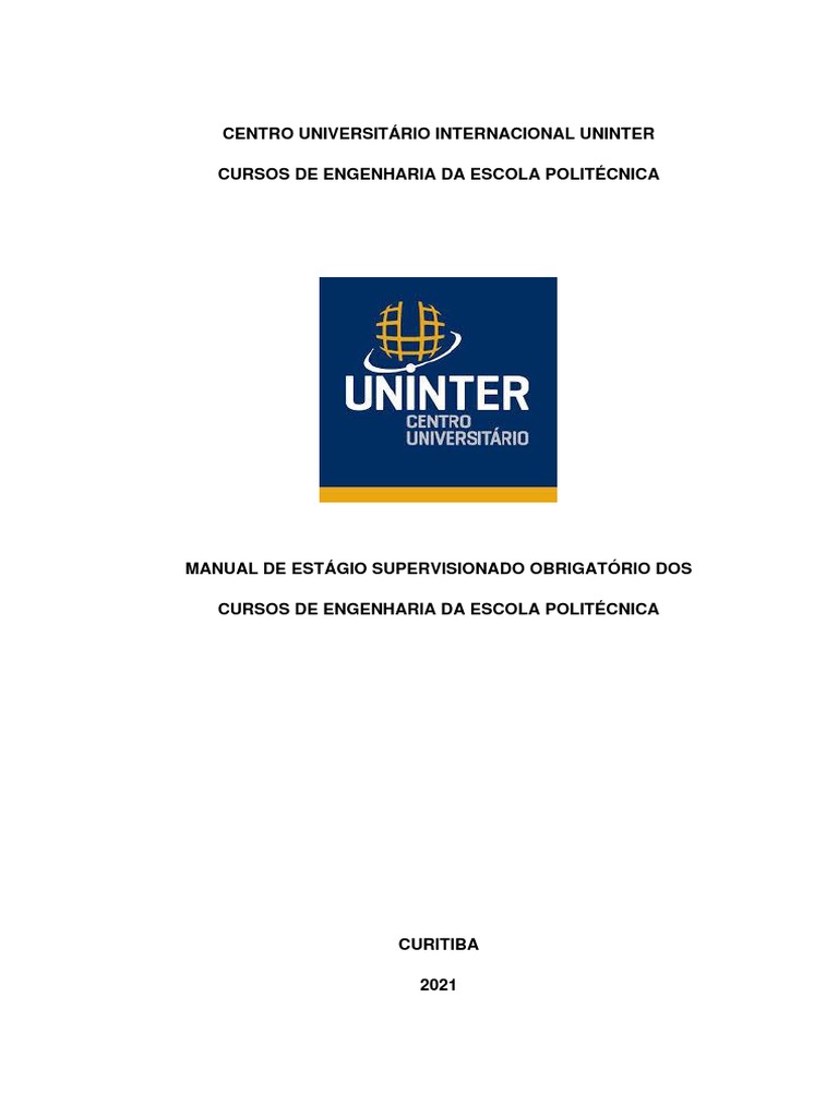 Manual De Estágio Da Engenharia Uninter Pdf Pedagogia Estágio