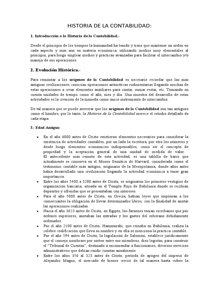 Historia de La Contabilidad | Descargar gratis PDF | Contabilidad