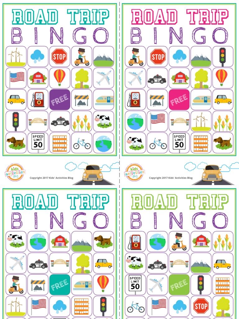 Road Trip (BINGO) Printable Game PDF | PDF | Traffic Light ...