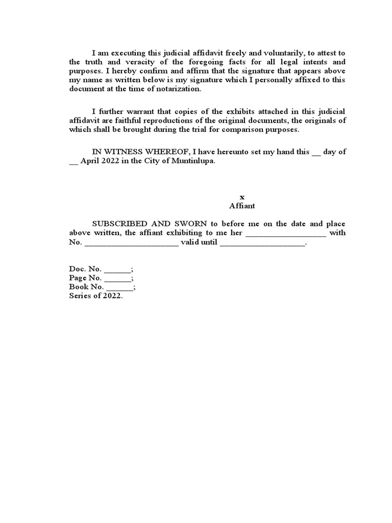 FS SIGNATURE PAGE Judicial Affidavit | PDF