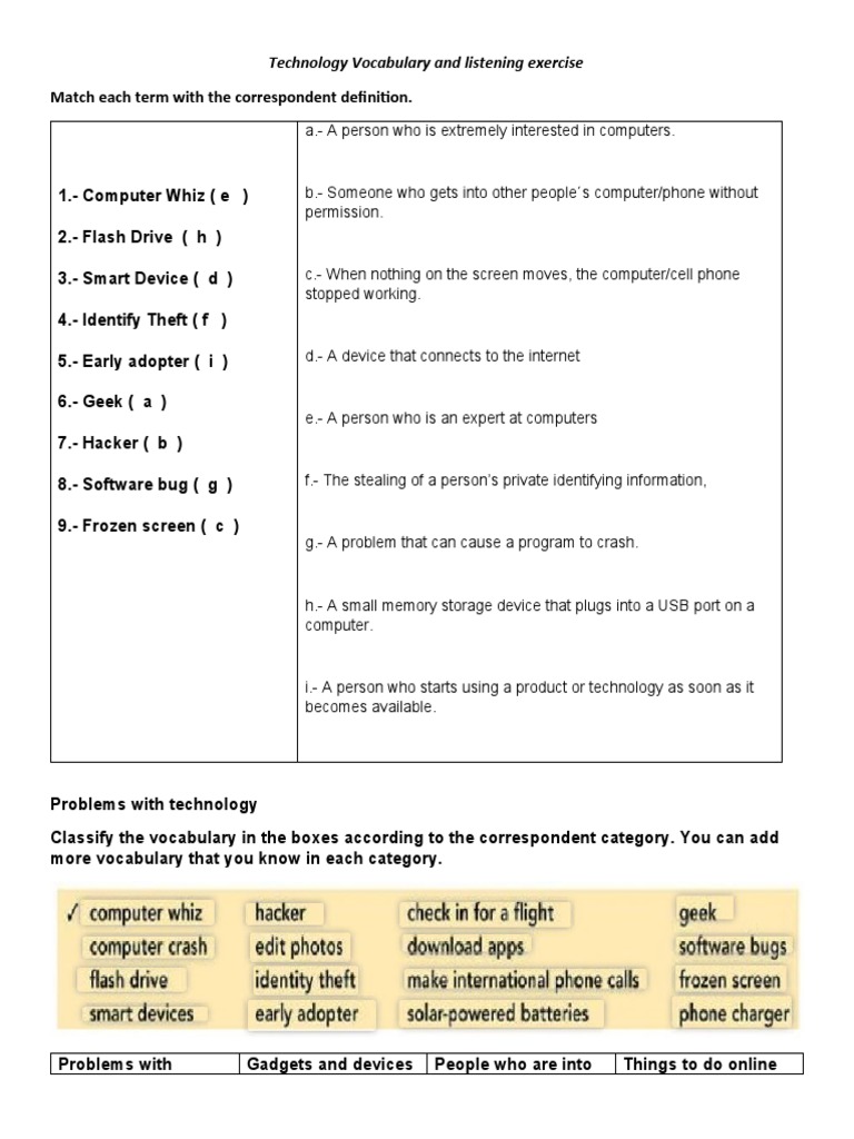 Technology Listening and Vocabulary | PDF | Usb Flash Drive | Computer ...