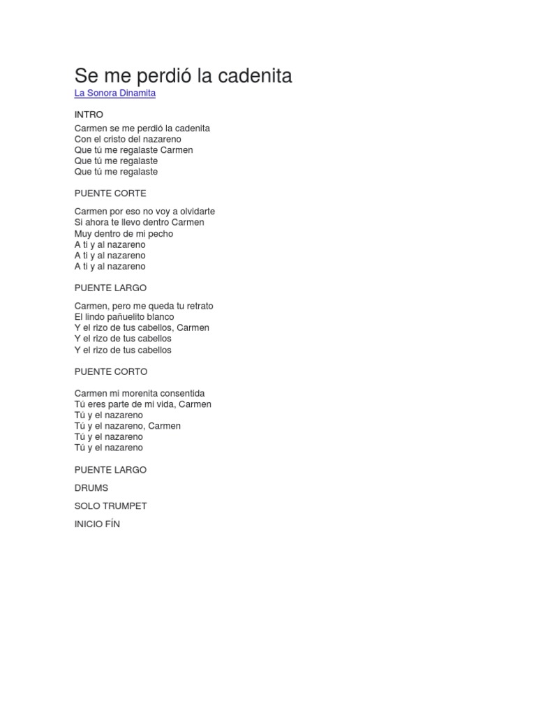 LA CADENITA SONORA DINAMITA LETRA.pdf | PDF