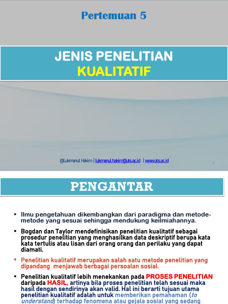 Pertemuan 5 Jenis Penelitian Kualitatif | PDF
