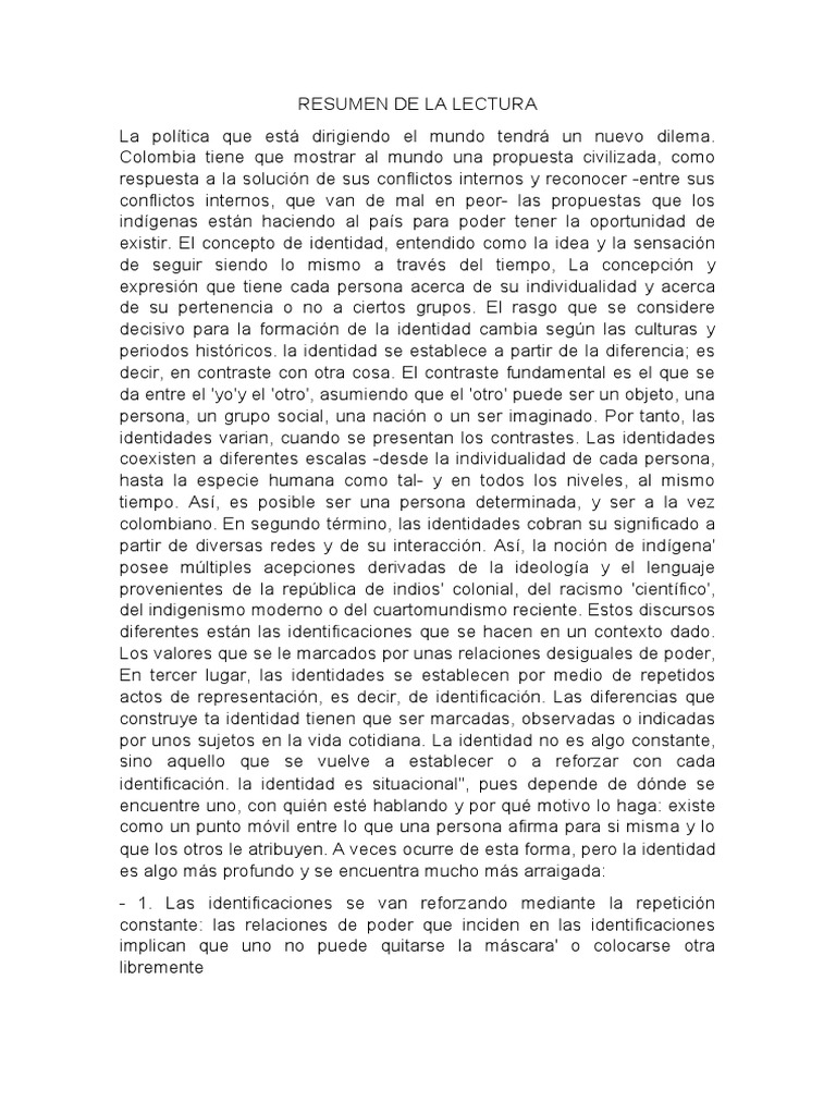 Resumen de La Lectura | PDF | Nación | Verdad Resumen de La Lectura | PDF | Nación | Verdad