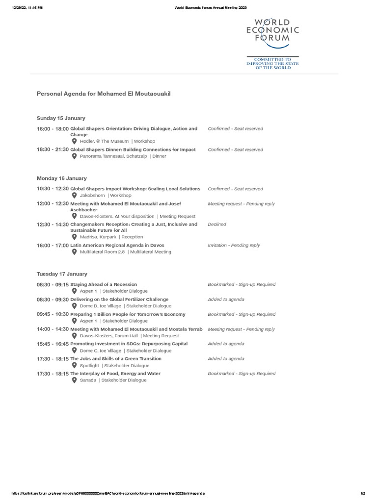Program | PDF | World Economic Forum | Economies