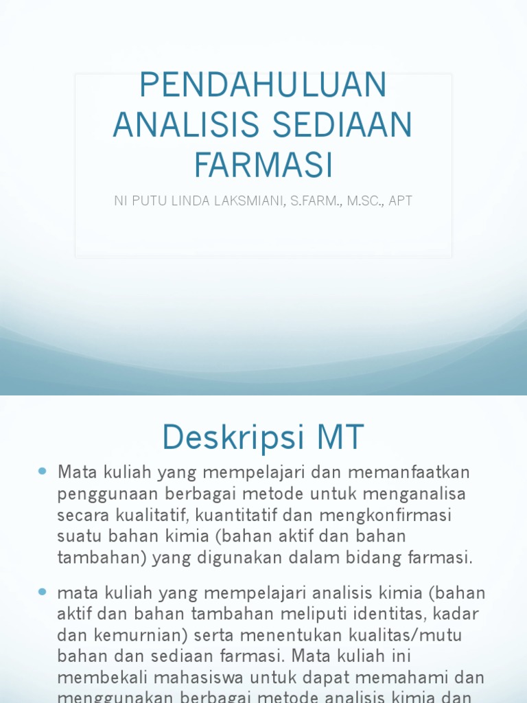 Analisis Sediaan Farmasi | PDF