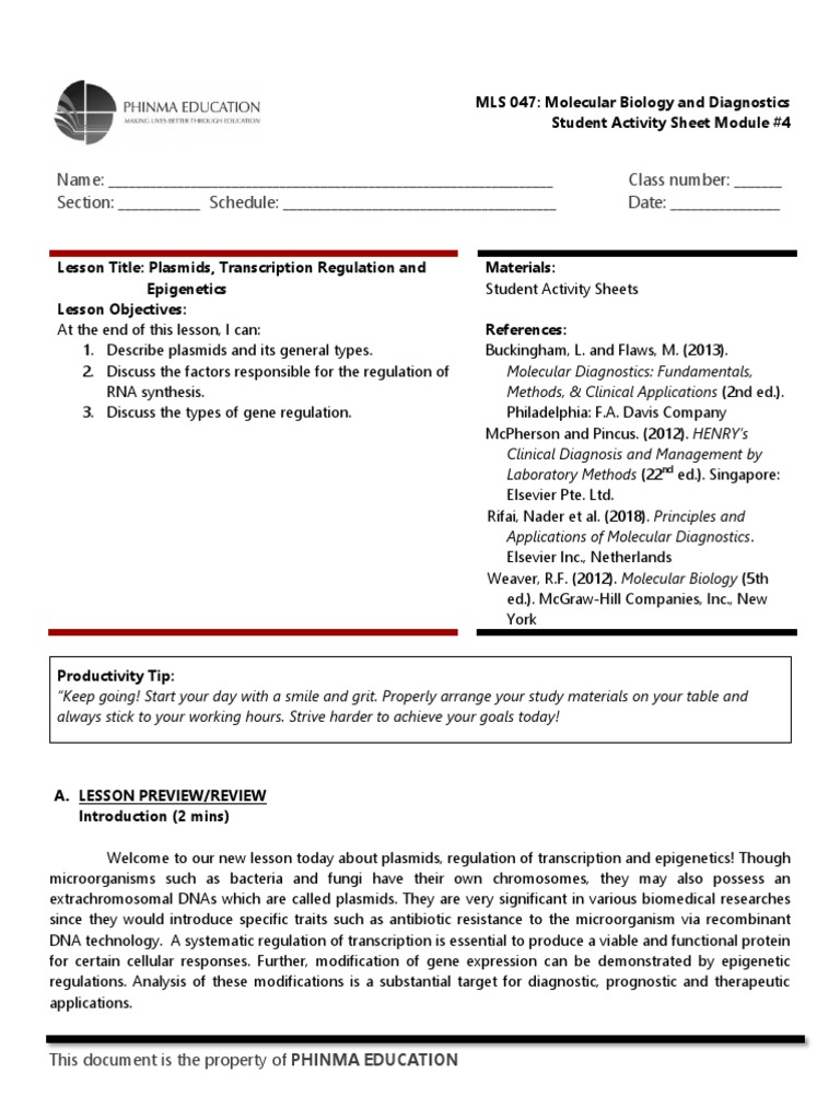 SAS MLS 047 MBD Module 4 | PDF | Regulation Of Gene Expression | Operon