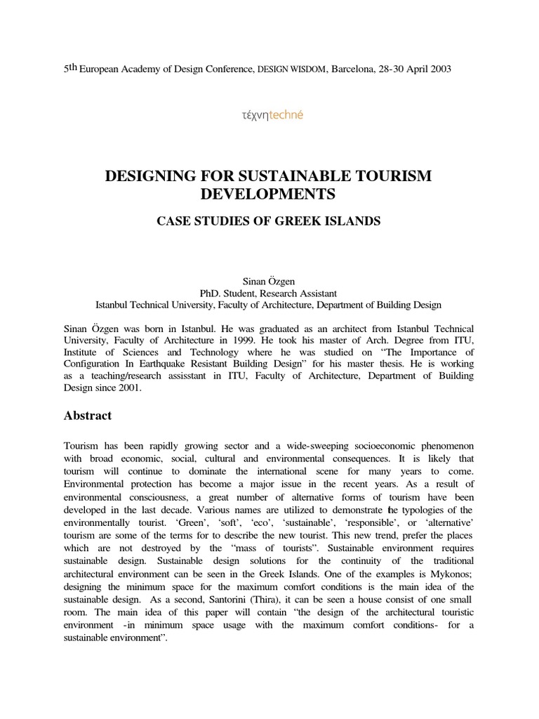 Designing For Sustainable Tourism | PDF | Tourism | Sustainability