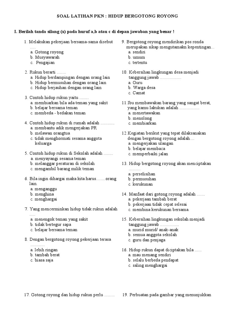 Soal Latihan PKN | PDF