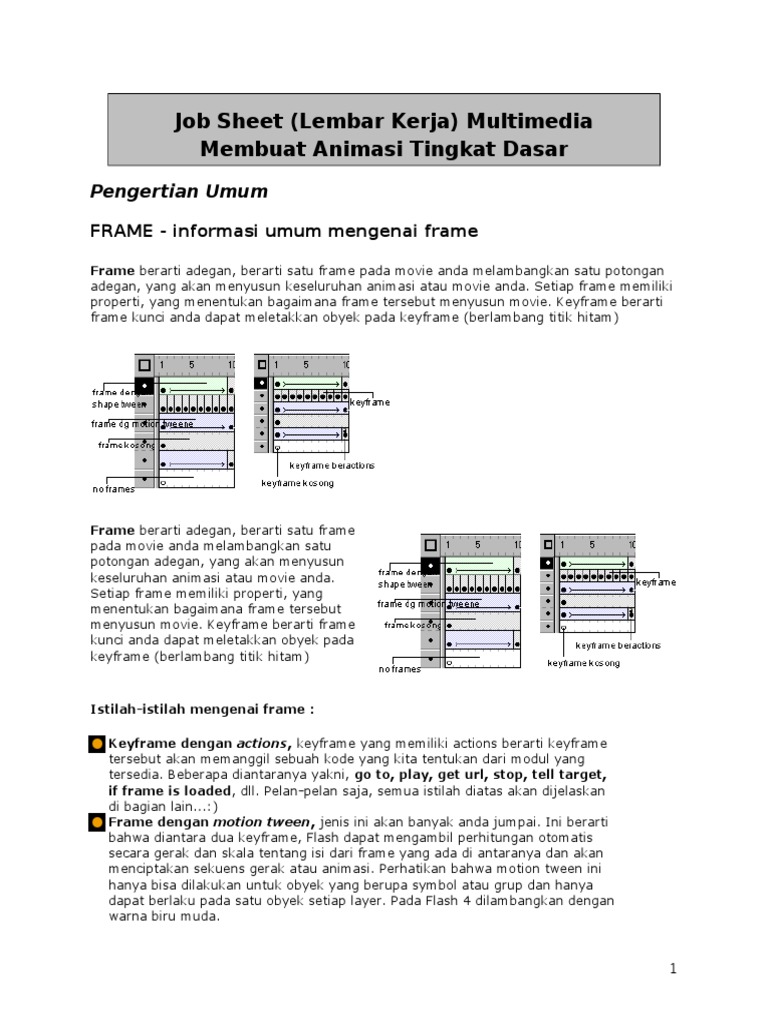 Job Sheet (Lembar Kerja) Multimedia Membuat Animasi Tingkat Dasar.pdf | PDF