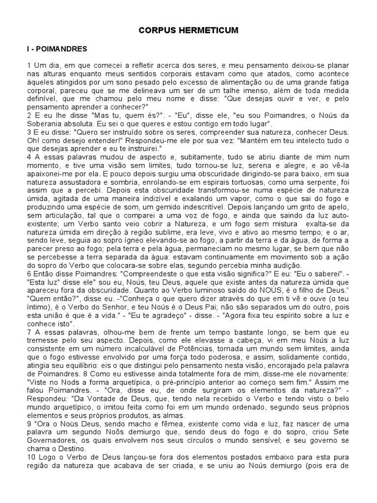 Corpus Hermeticum | PDF | Nada | Deus