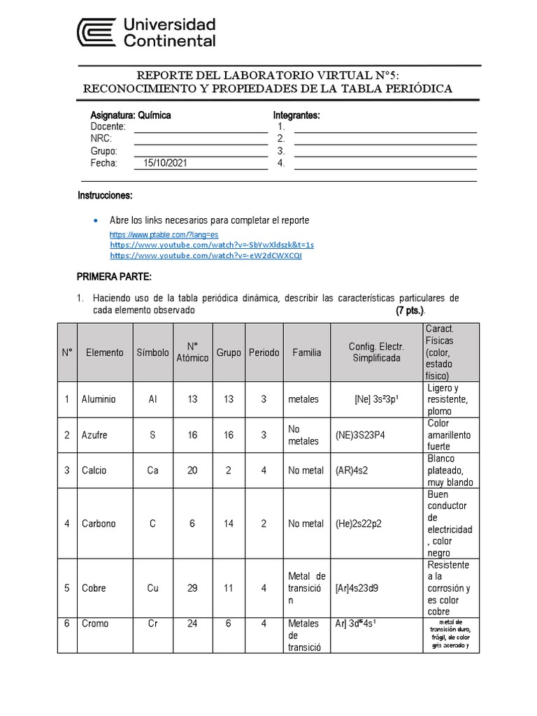 Propiedades de Elementos Químicos en Laboratorio | PDF | Rieles ...