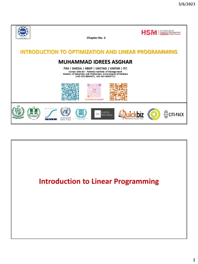 Introduction To Optimization and LP PDF | PDF | Mathematical Optimization | Linear Programming