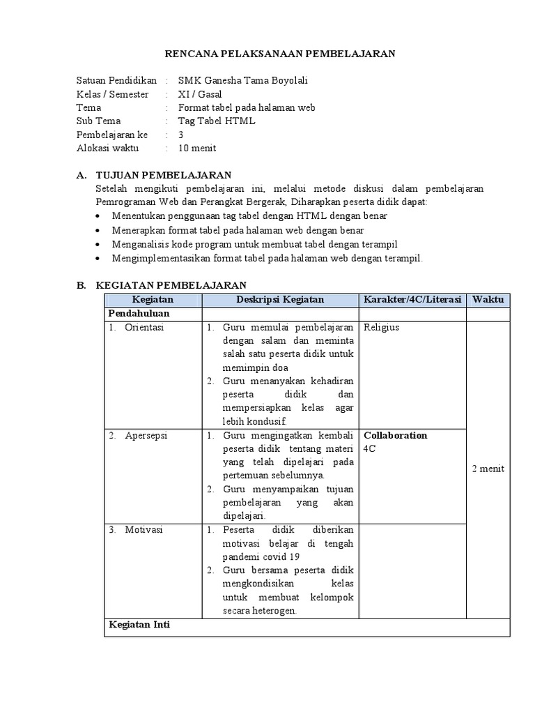 Format Tabel Pada Halaman Web PDF | PDF
