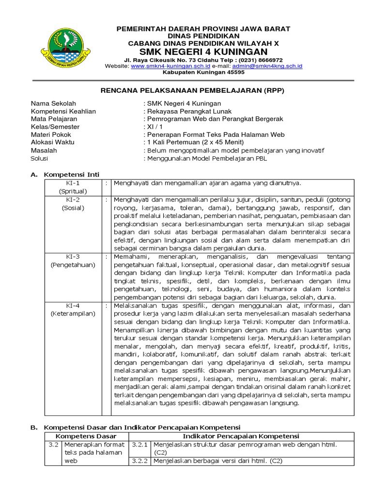 RPP PWPB KD 3.2 PDF | PDF