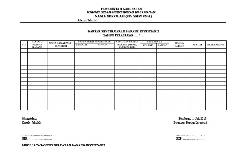 Buku Catatan Pengeluaran Barang Inventaris | PDF