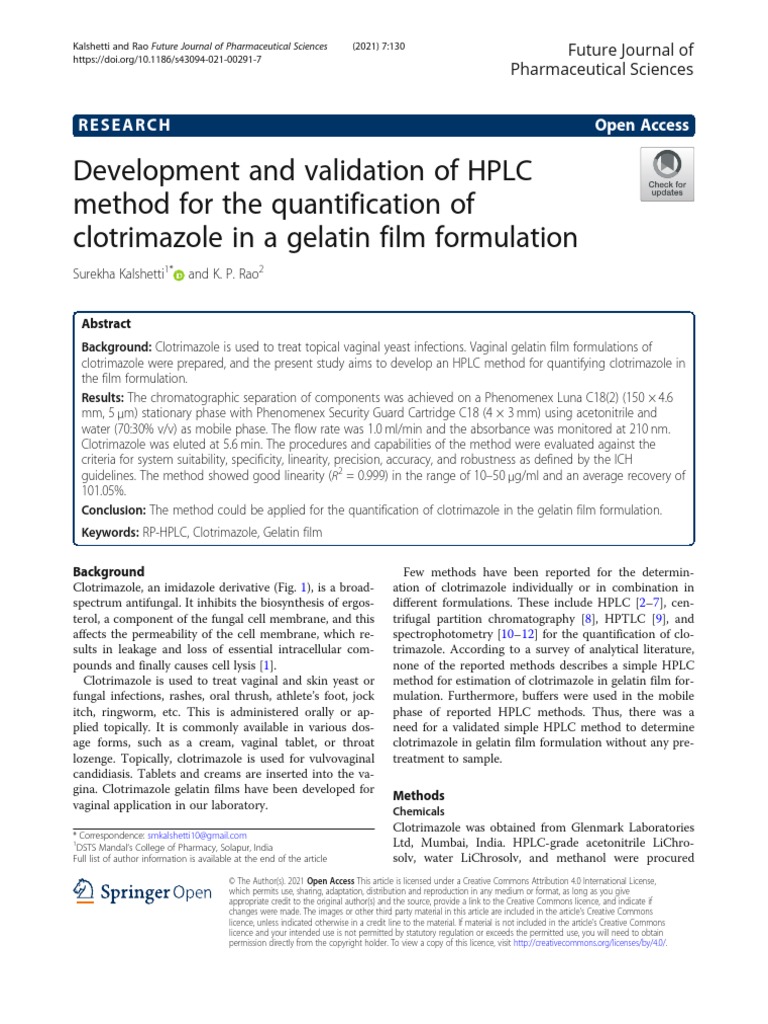 Development and Validation of HPLC Method For The PDF | PDF | High Performance Liquid ...