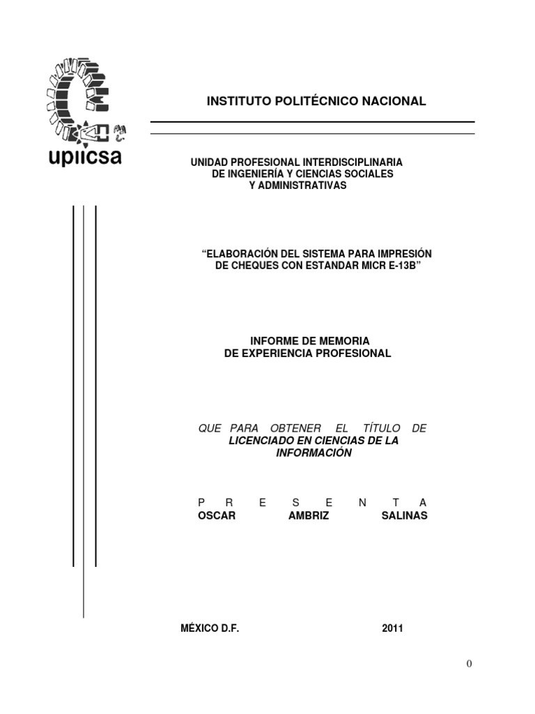 Sistema de Impresión de Cheques MICR E-13B | PDF | Bancos | Archivo de ...