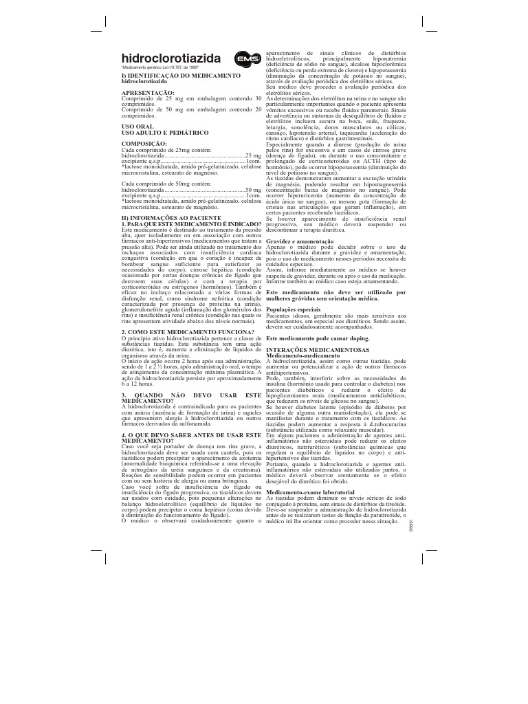 Bula da Hidroclorotiazida 25 mg | PDF | Bem-estar