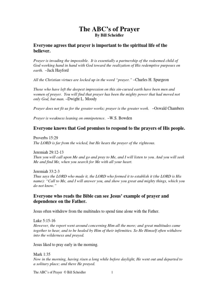 The ABCs of Prayer A4 | Download Free PDF | Prayer | Jesus
